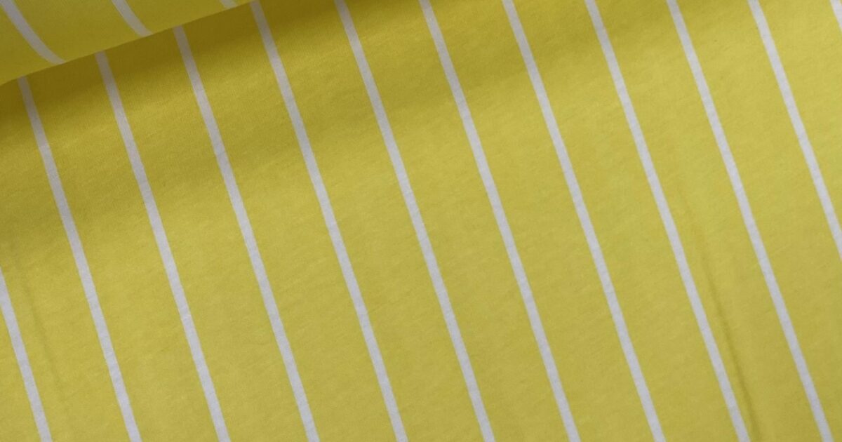 Gestreepte tricot geel / wit lengte | Megastoffen